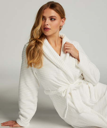 Long Fleece Ribbed Bathrobe for €44.99 - Robes - Hunkemöller